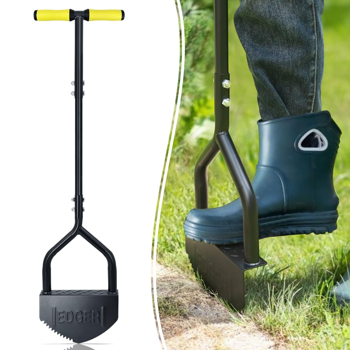 Colwelt 40" Manual Lawn Edger – Half Moon Chopper with V-Shape Serrated ...