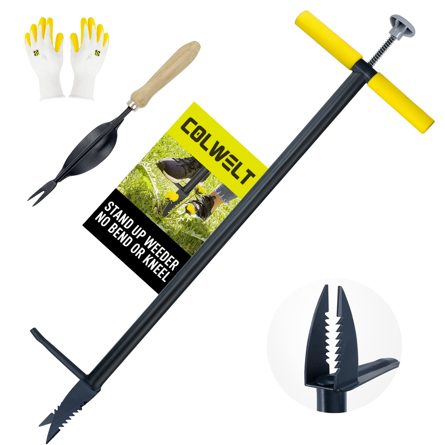 Colwelt Heavy Duty Stand Up Weed Puller, 40'' Long Handle Lawn Picker ...