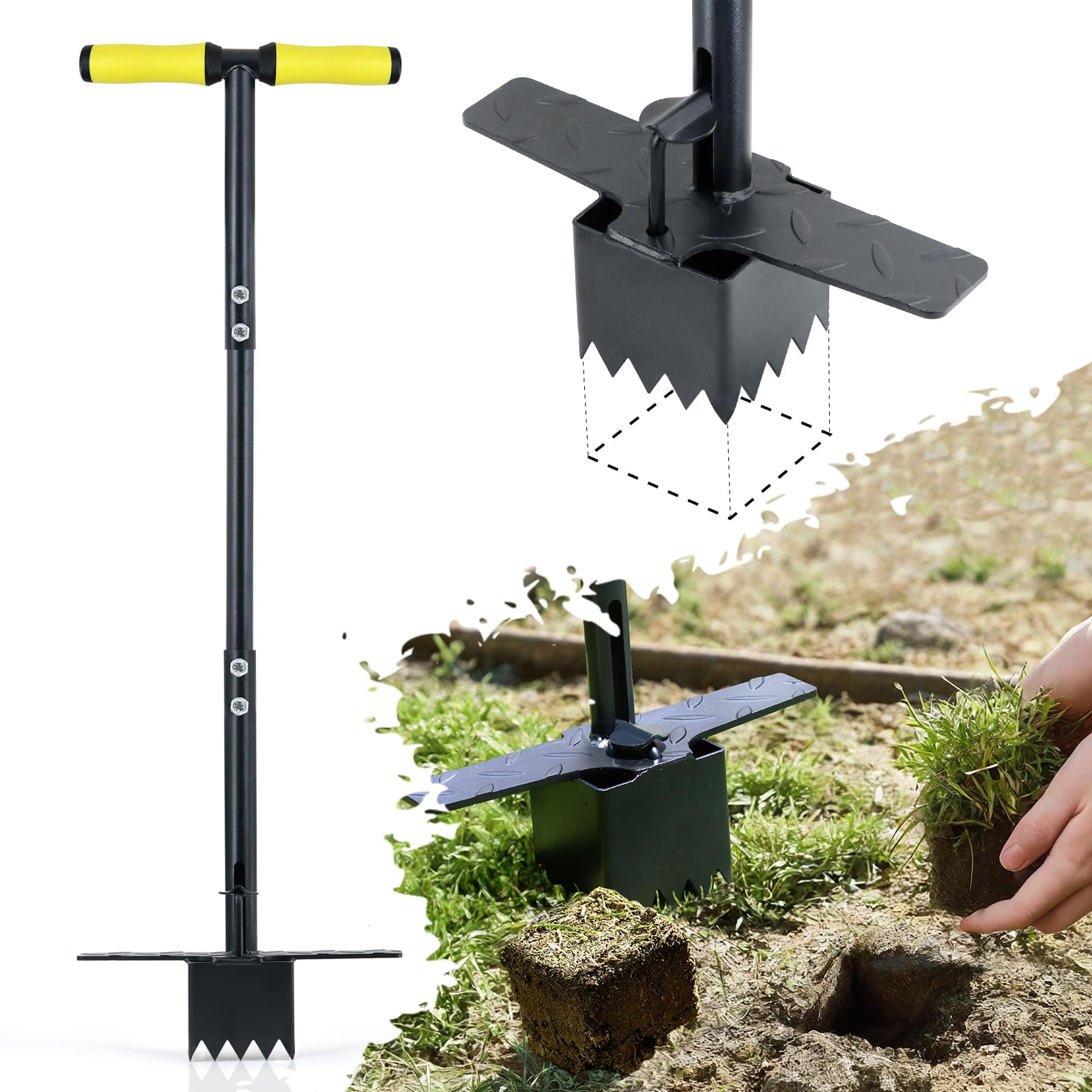 Colwelt Sod Plugger Tool 36-INCH and Grass Plug Tool with Dual Pedals ...