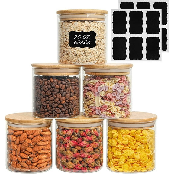 stusgo 6 Pack 10 Oz Glass Overnight Oats Containers with Bamboo Lids ...