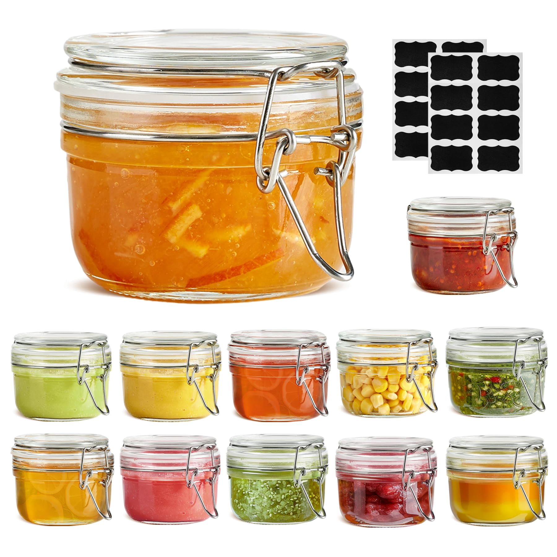 ComSaf 4oz Small Airtight Glass Jars Set of Lids Food Storage Jar Round ...