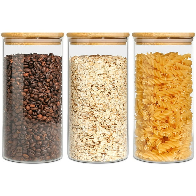 ComSaf Large Airtight Glass Food Storage Jars, Reusable Flour Canisters ...
