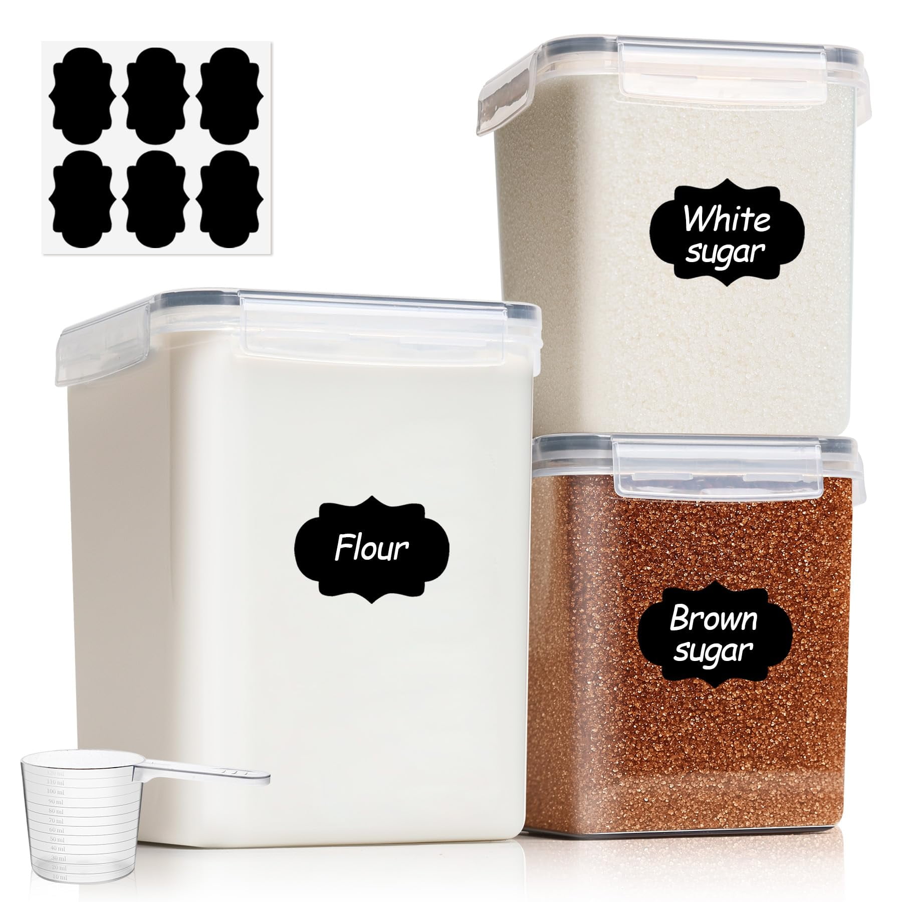 ComSaf Flour Sugar Storage Containers Set of 3 (2.5L/78oz*2), Large ...
