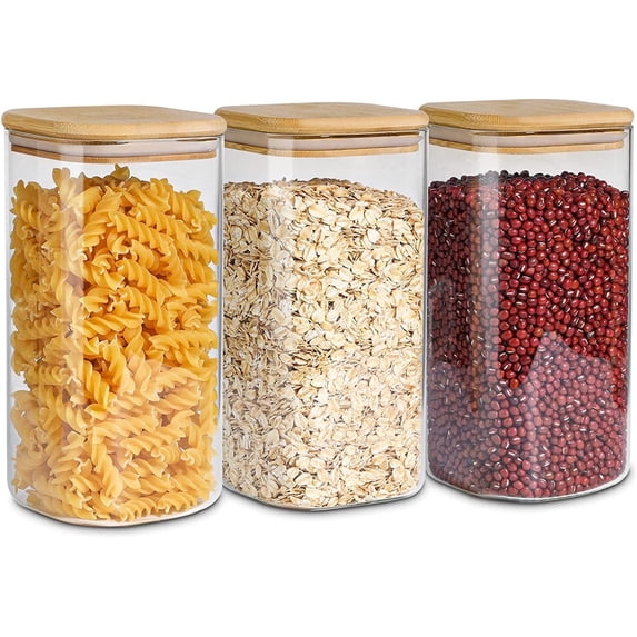 ComSaf Sealable Kitchen Glassware, 50 oz Clear Glass Food Storage Jars ...