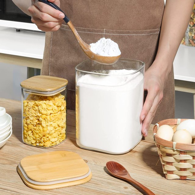 ComSaf Sealed Kitchen Glass Jar with Airtight Lid, Clear Food Storage ...