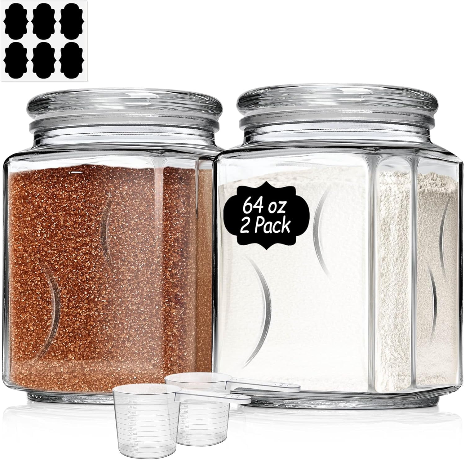 ComSaf Glass Jars with Lids 64oz, Large Glass Storage Containers with ...