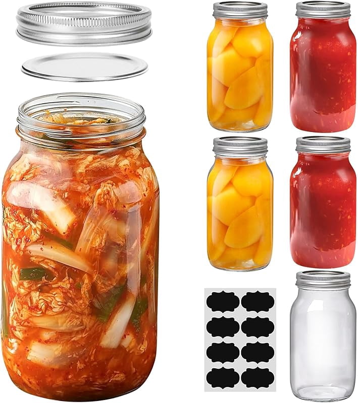 ComSaf Mason Jars 16 oz with lids - 4 Pack, Pint Mason Jars with Seal ...