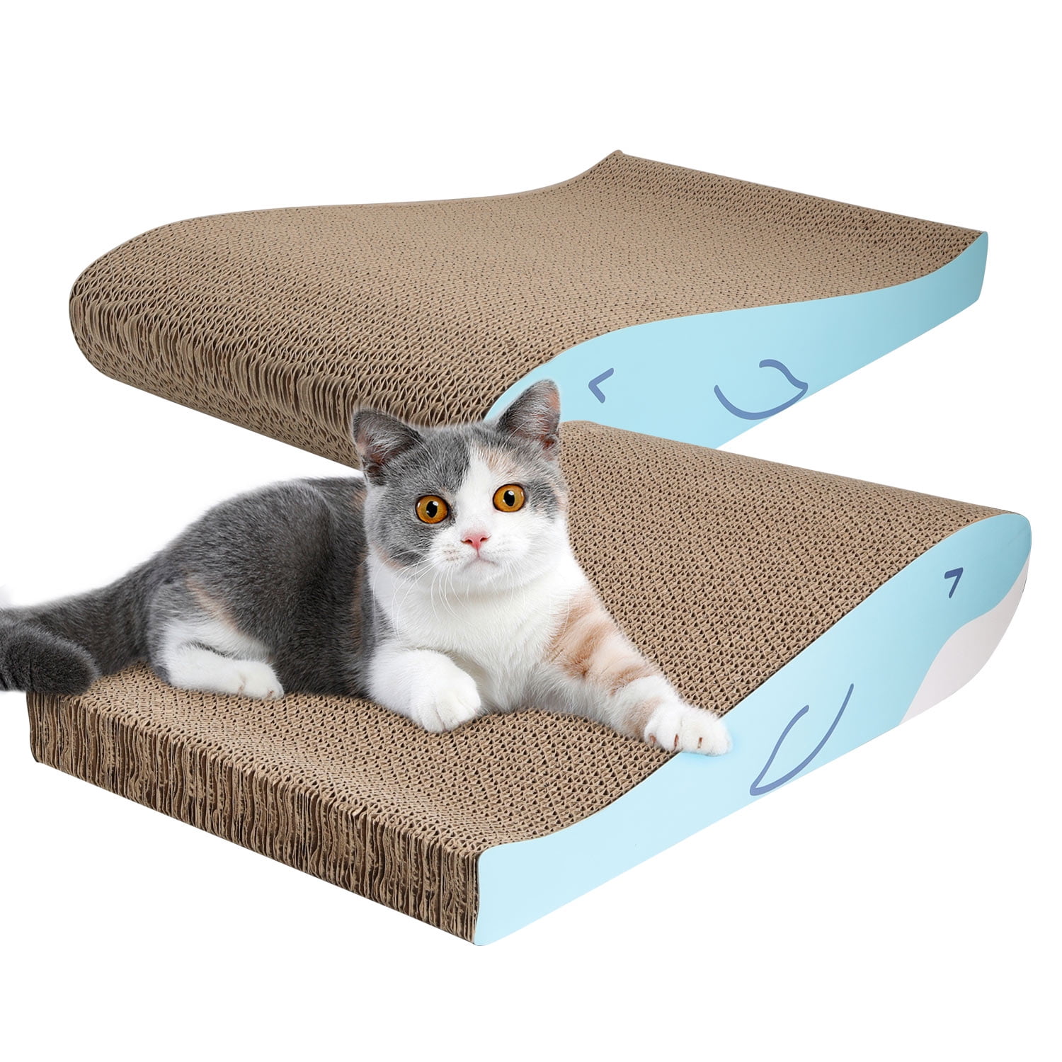 ComSaf Wide Cat Scratcher Cardboard, Scratching Pad, Whale Shape, Set ...