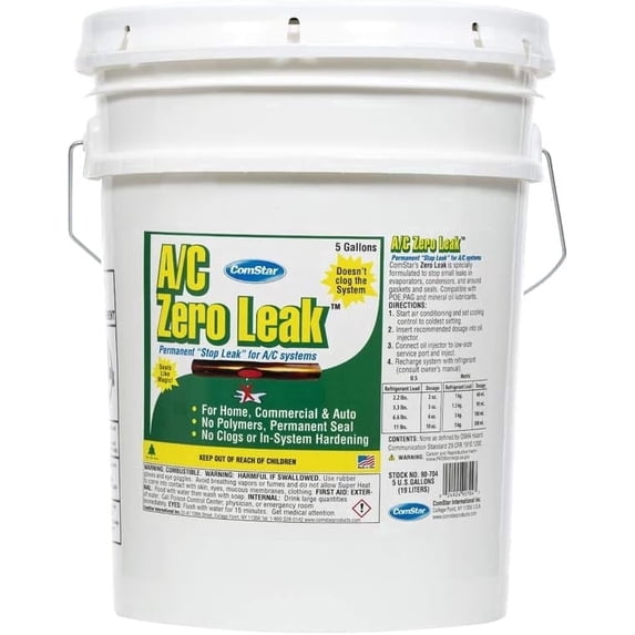 ComStar A/C Zero Leak, Fluorescent Yellow 5 Gallon, Permanent Stop Leak ...