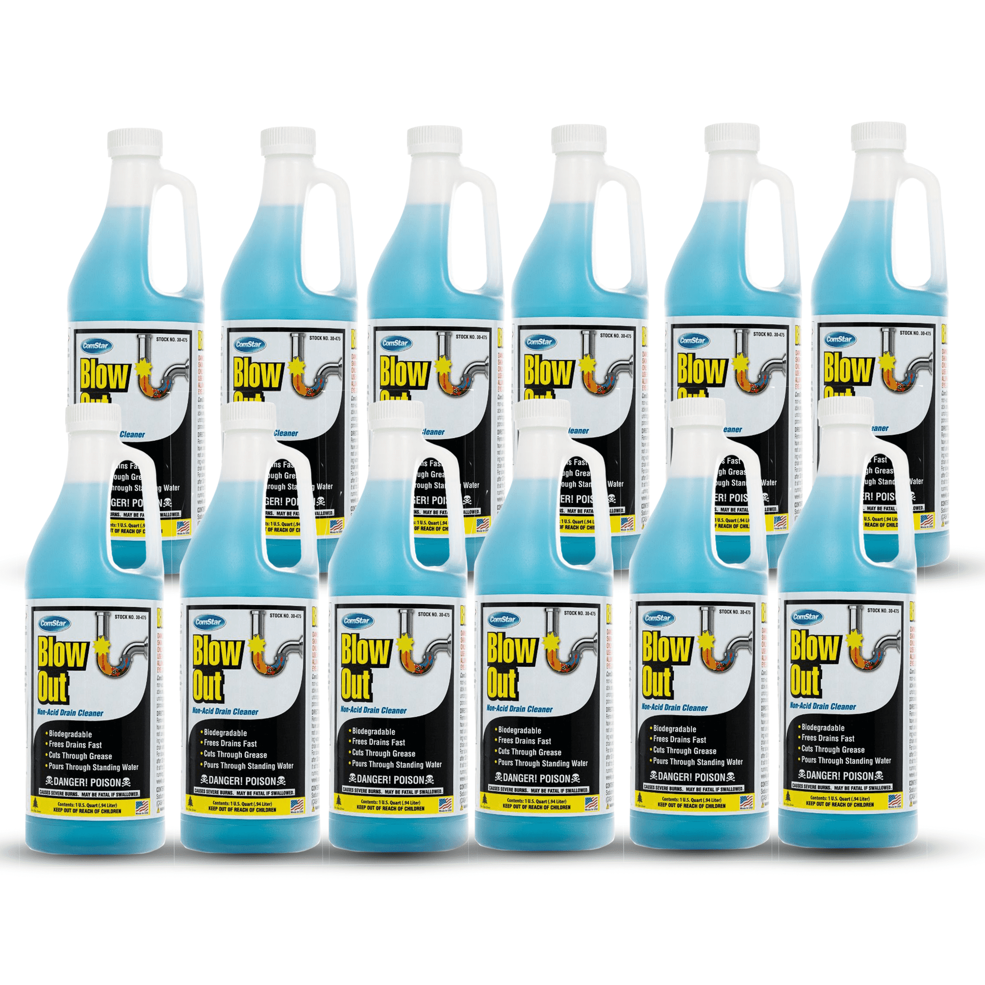 ComStar Blow Out, Non-Acid Liquid Drain Cleaner, Industrial Strength ...