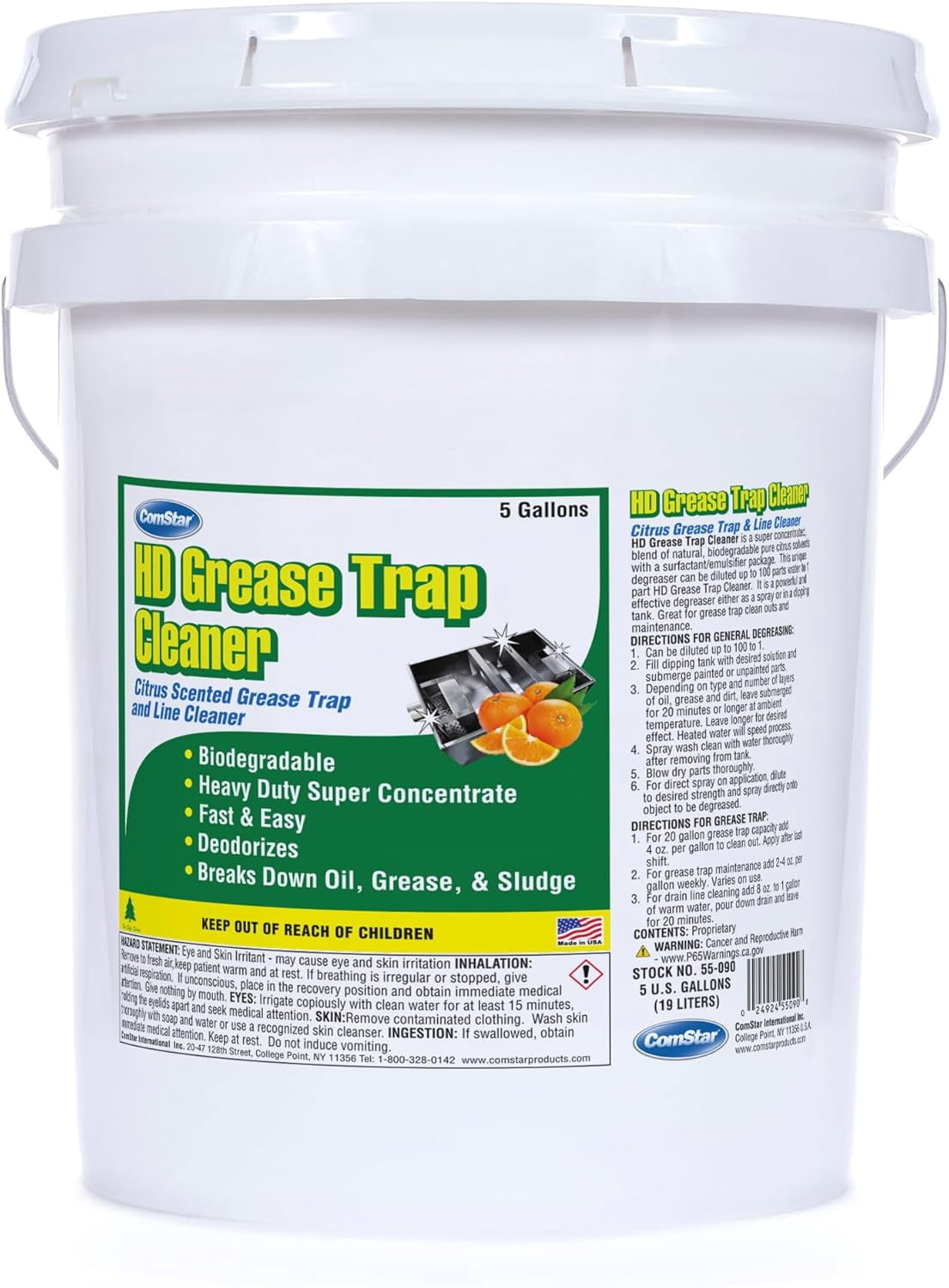 ComStar HD Grease Trap Cleaner, Concentrated Citrus Scent Degreaser ...