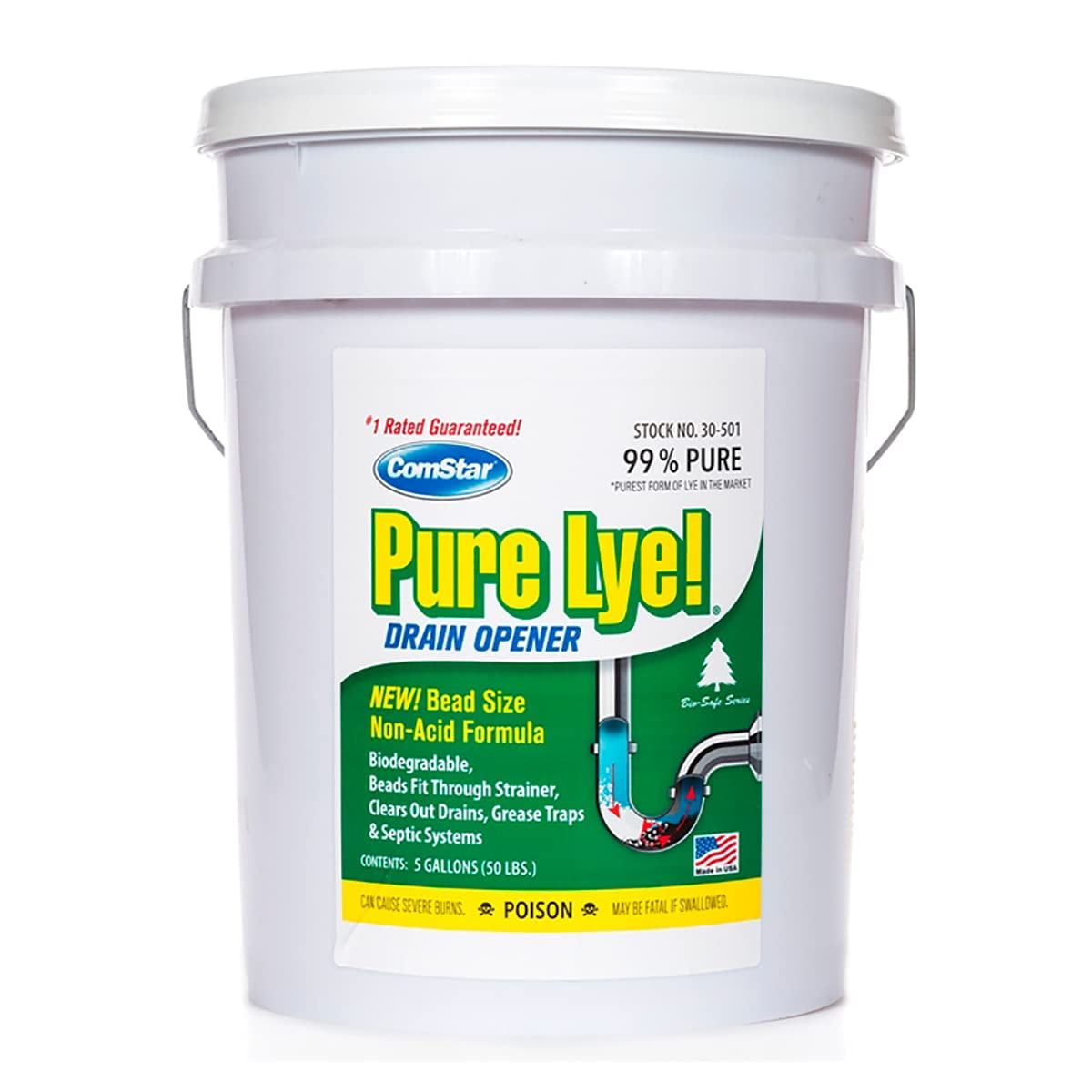 ComStar Pure Lye, 99% Pure Sodium Hydroxide Beads, Eco-Friendly ...