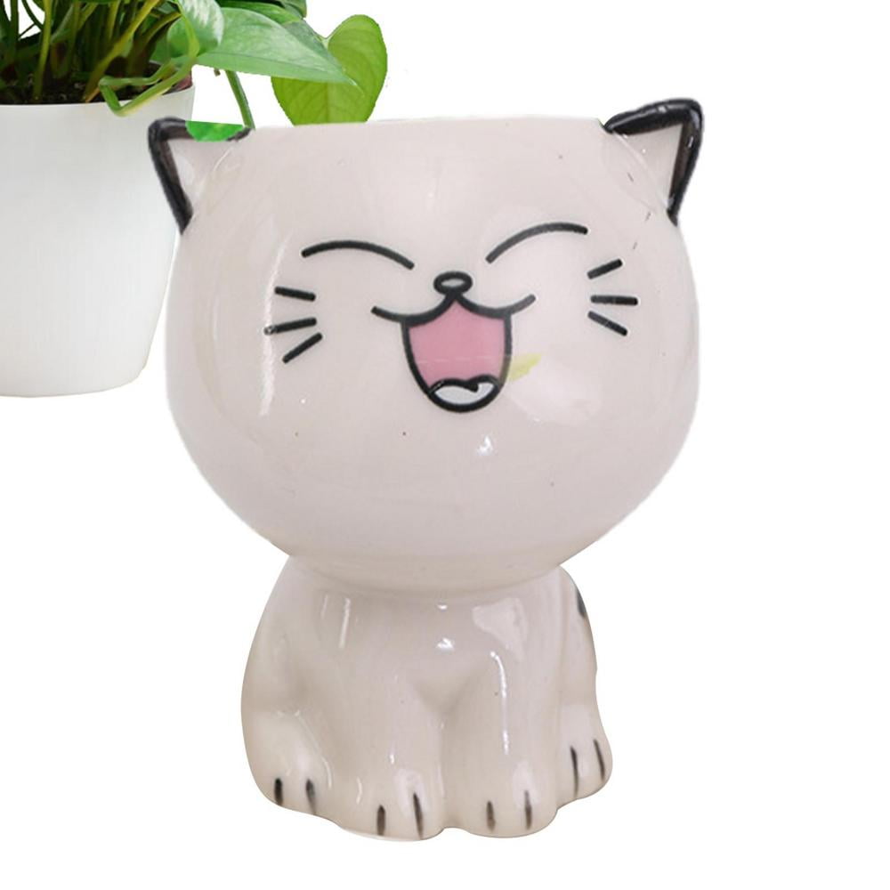 Comaie Cat Ceramic Plant Pot Porcelain Animal Cat Pots For Indoor Plant ...