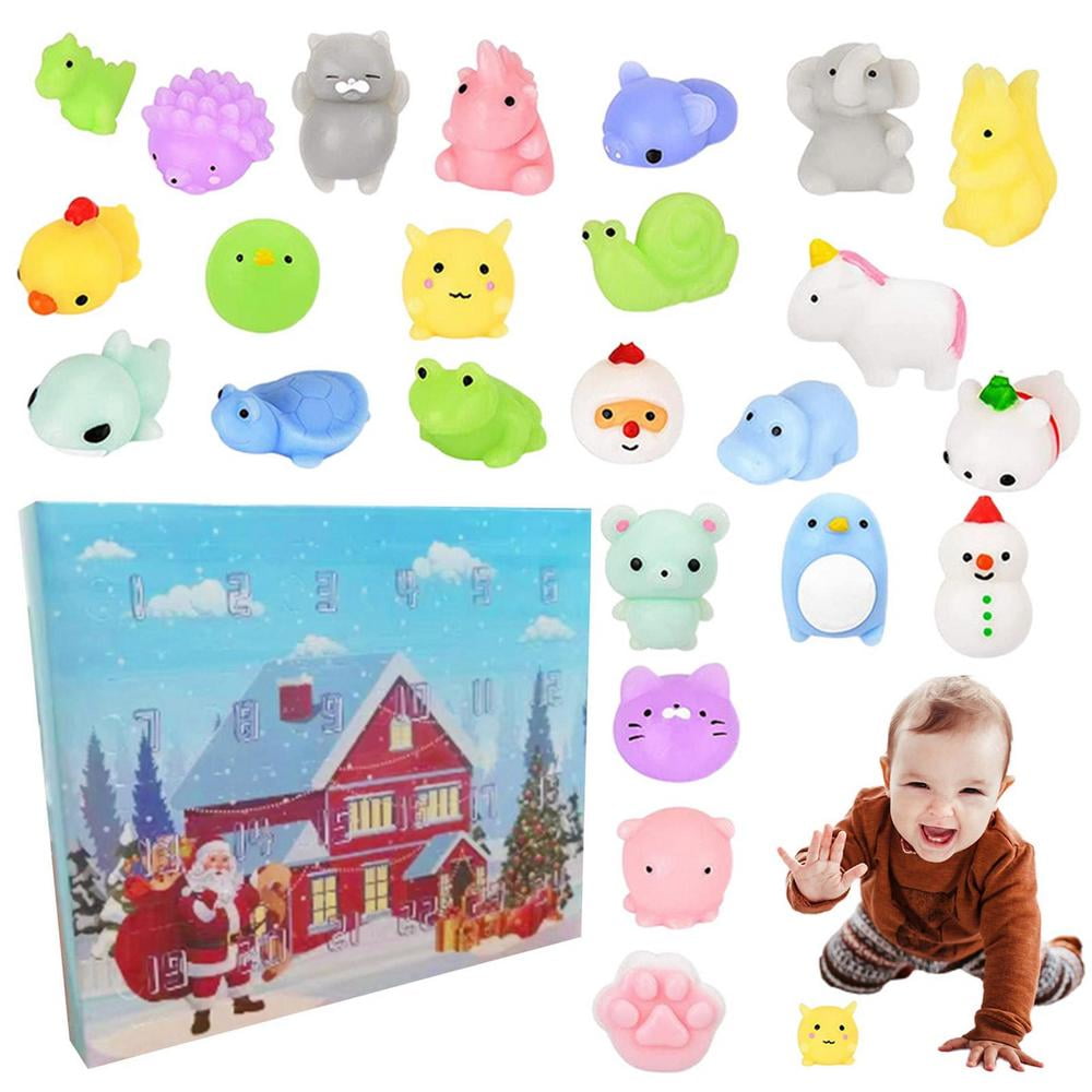 Comaie Christmas Advent Calendar 24PCS Mini Rubber Toys Christmas ...