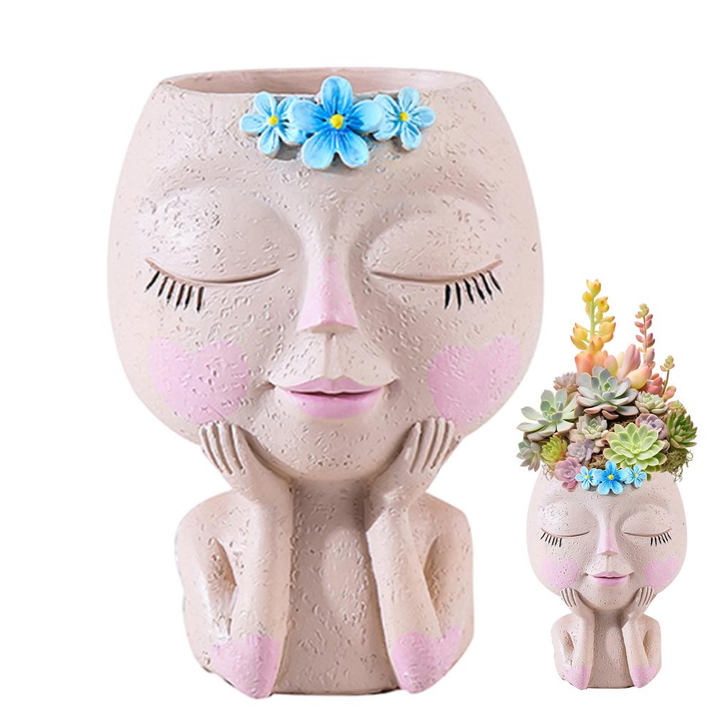 Comaie Face Planter Pot Head Planter Pot Resin Face Plant Pot Head ...
