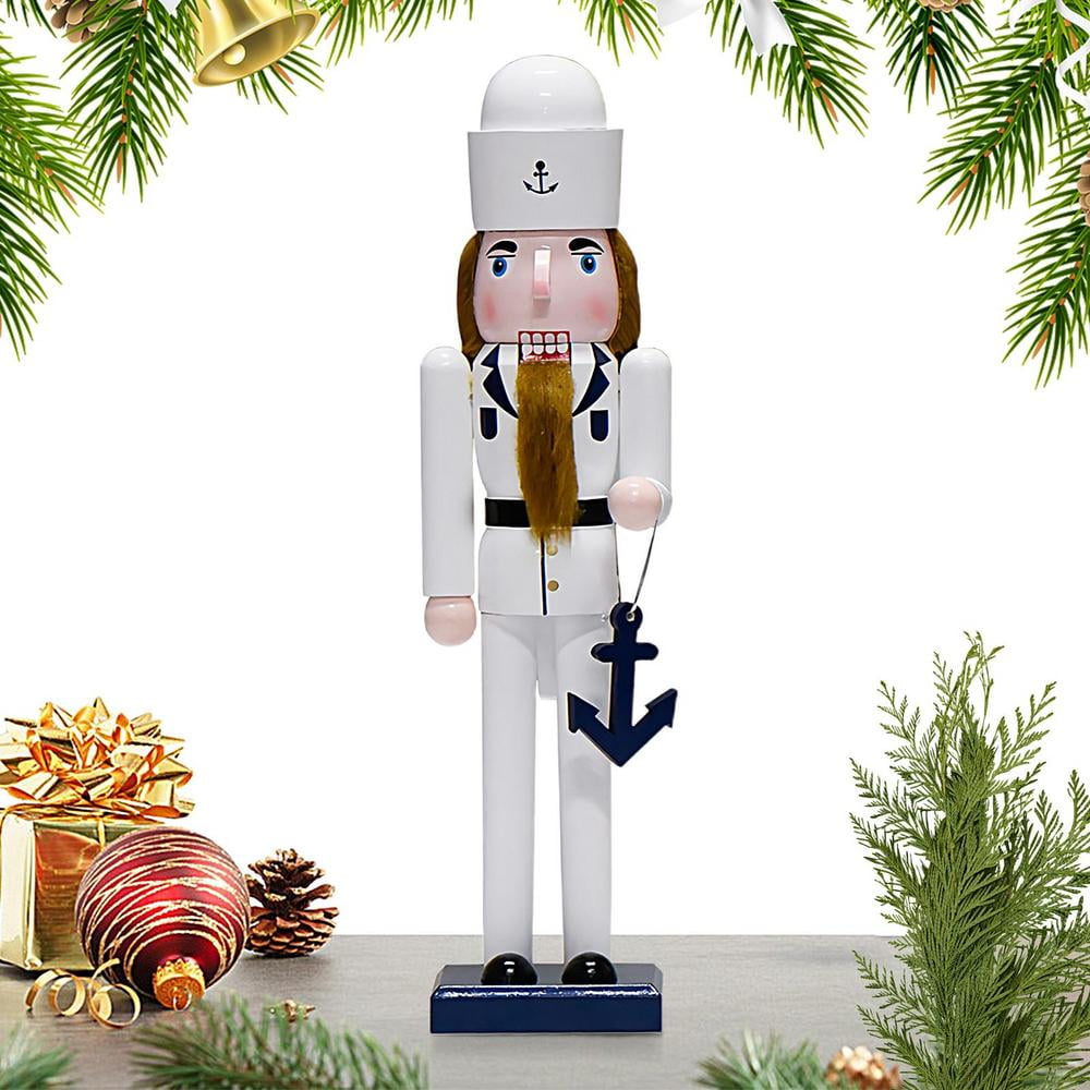 Comaie Wooden Nutcracker 15 Inch Navy Desktop Ornament Navy Sailor ...
