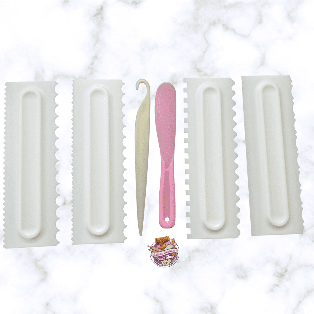 Comb and Icing Smoother Set of 4 Pack PLUS 2 MORE CAKE TOOLS Decorating ...