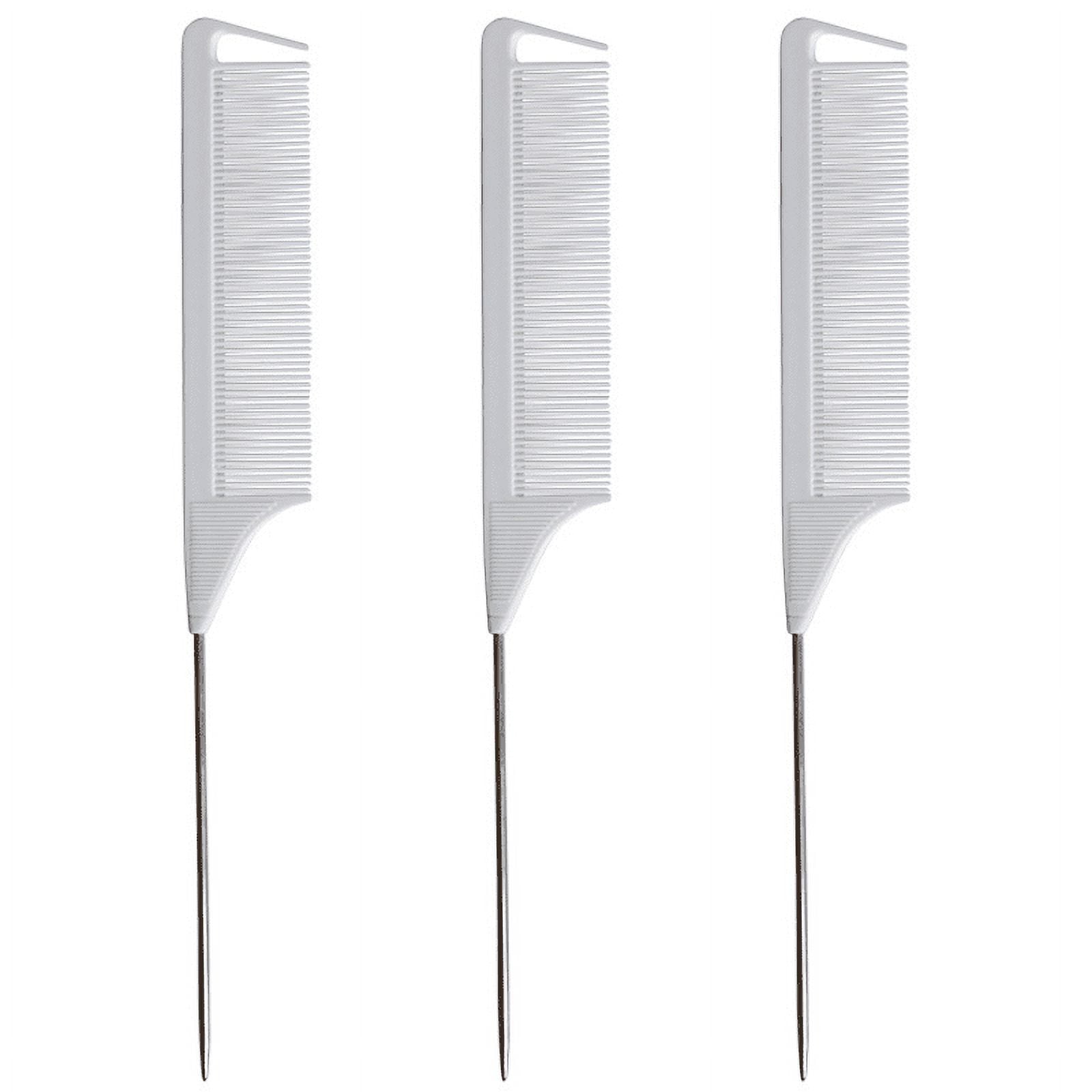 Comb for Braids Rat Tail Hair Comb Steel Pin Carbon Fiber Teasing Combs ...