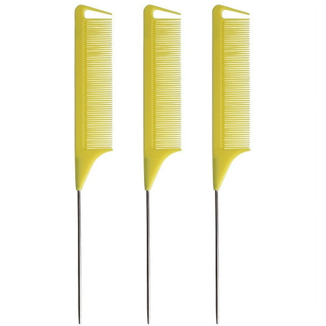 Comb for Braids Rat Tail Hair Comb Steel Pin Carbon Fiber Teasing Combs ...