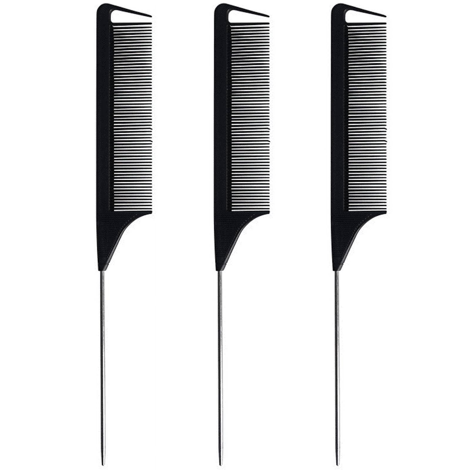 Comb for Braids Rat Tail Hair Comb Steel Pin Carbon Fiber Teasing Combs ...