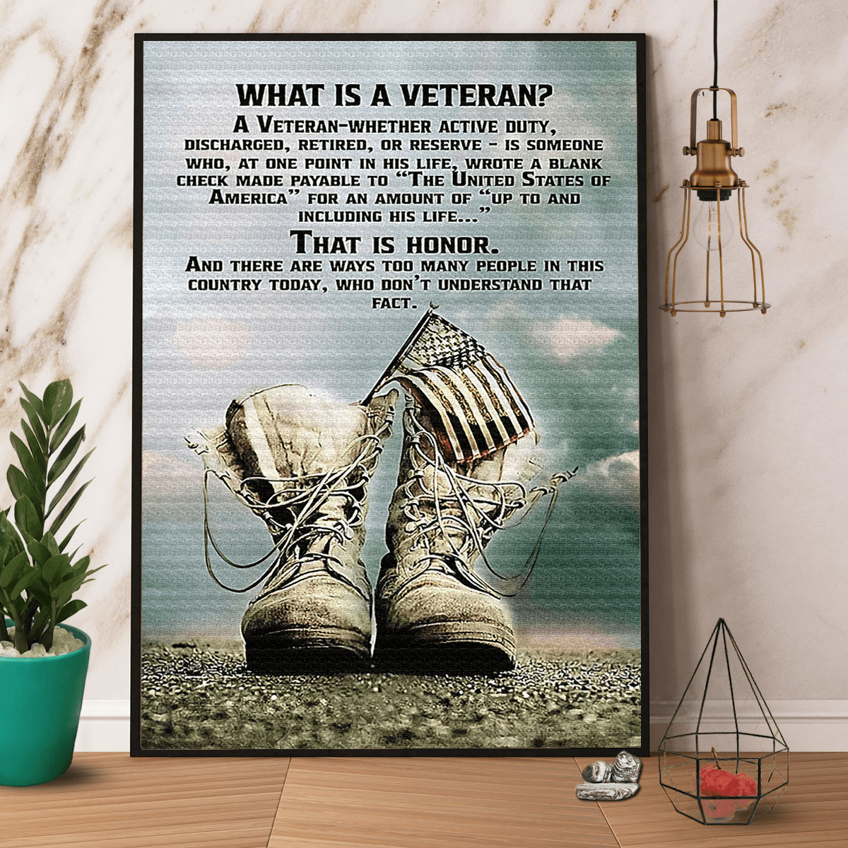 Combat Boots Army What Is A Veteran Definition Us Flag Poster No Frame ...