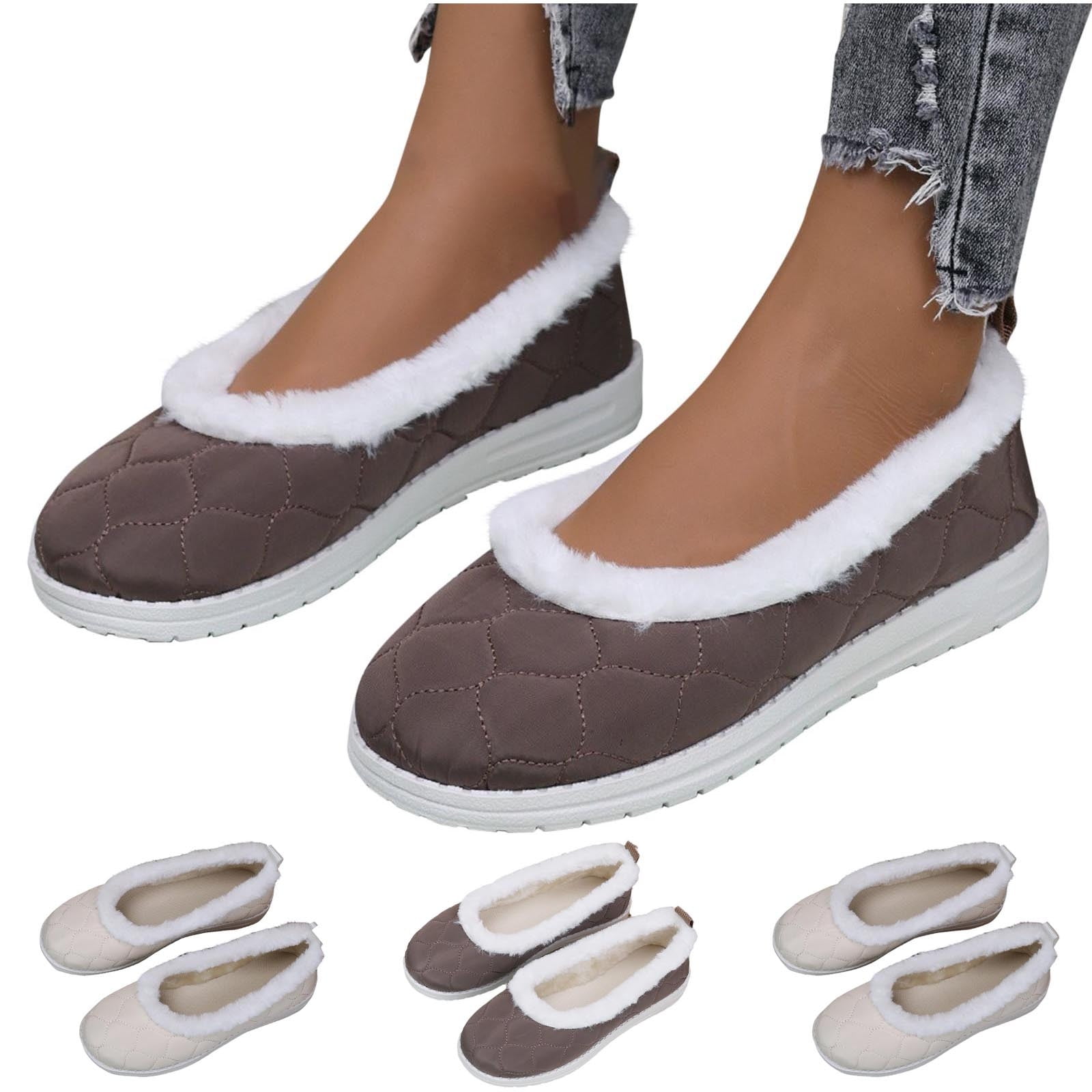 Combat Boots Womens TKYCMSUAKI Women's Fuzzy Cozy Slippers Indoor ...