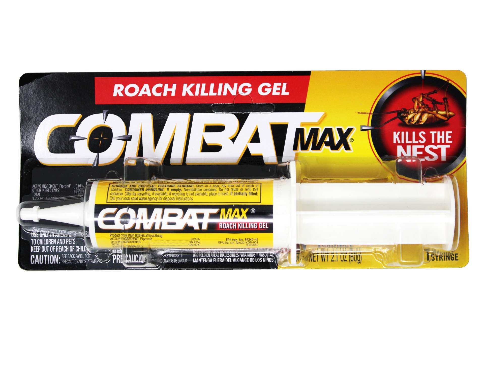 Combat Max Roach Killing Gel Syringe, Kills the Nest, 1 ct, 2.1 oz ...