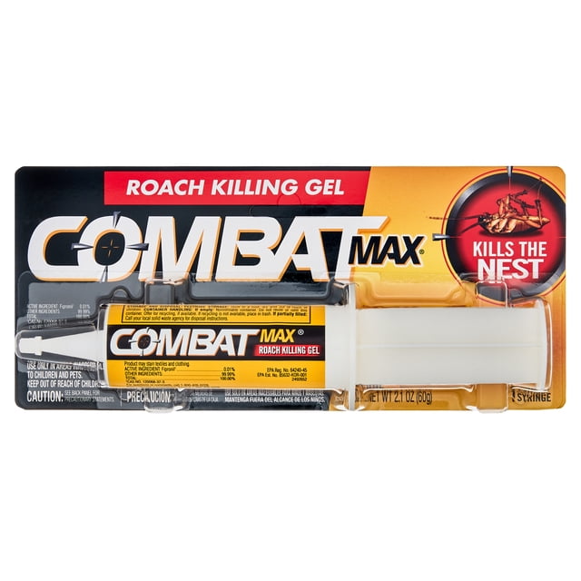Combat Max Roach Killing Gel for Indoor and Outdoor Use, 1 Syringe, 2.1 ...