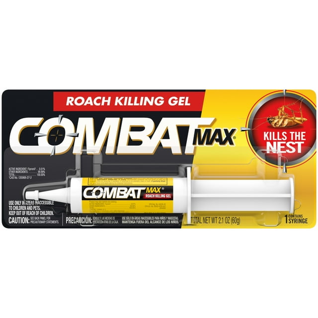 Combat Max Roach Killing Gel for Indoor and Outdoor Use, 1 Syringe, 2.1 ...