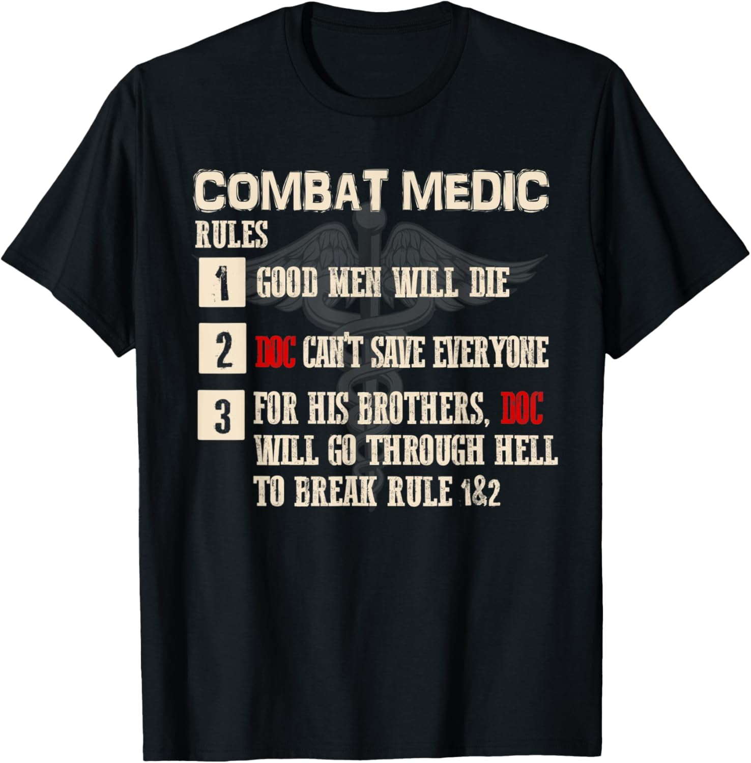 Combat Medic Rules Gift Combat Medic Veteran T-Shirt - Walmart.com