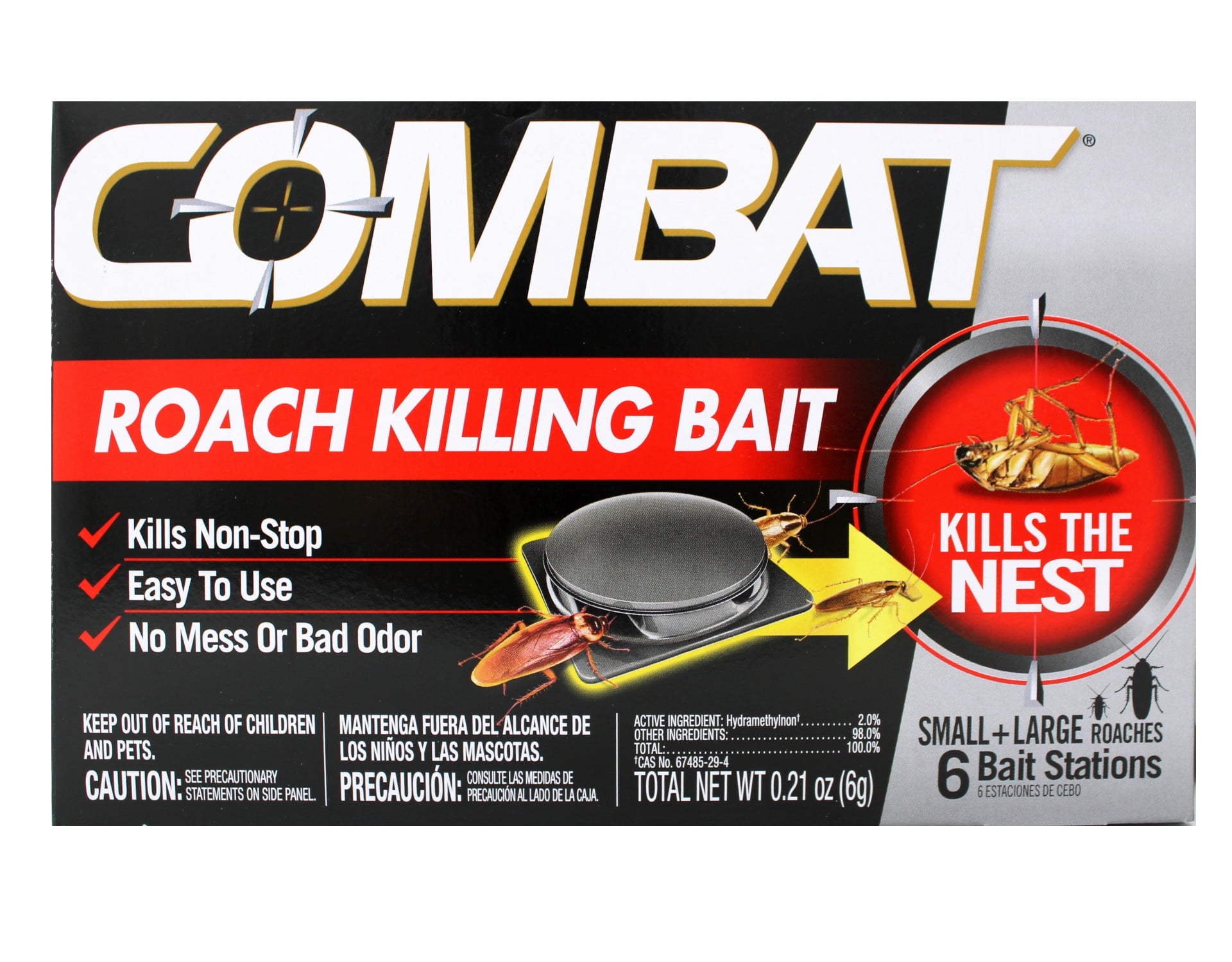 Combat Roach Killing Bait, Easy to Use, Kills Nests, 6 Stations for ...