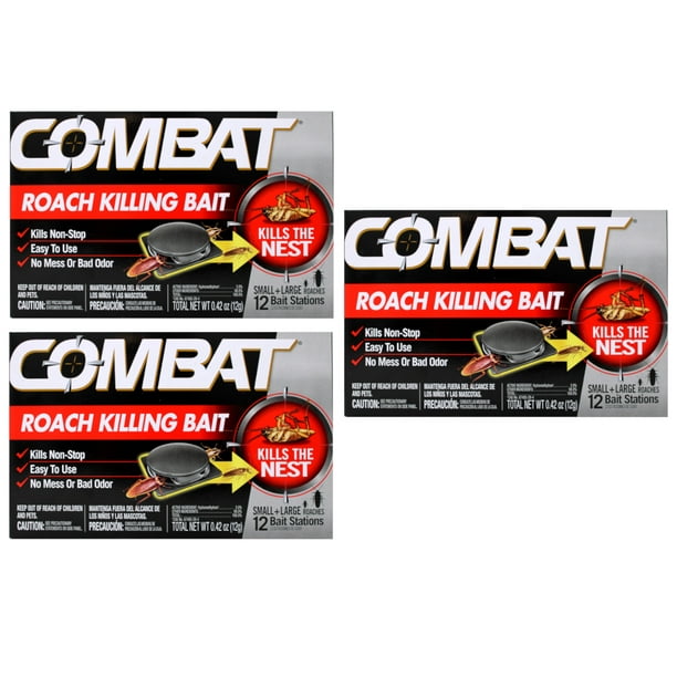 Combat Roach Killing Bait Stations for Small and Large Roaches, 12 ...