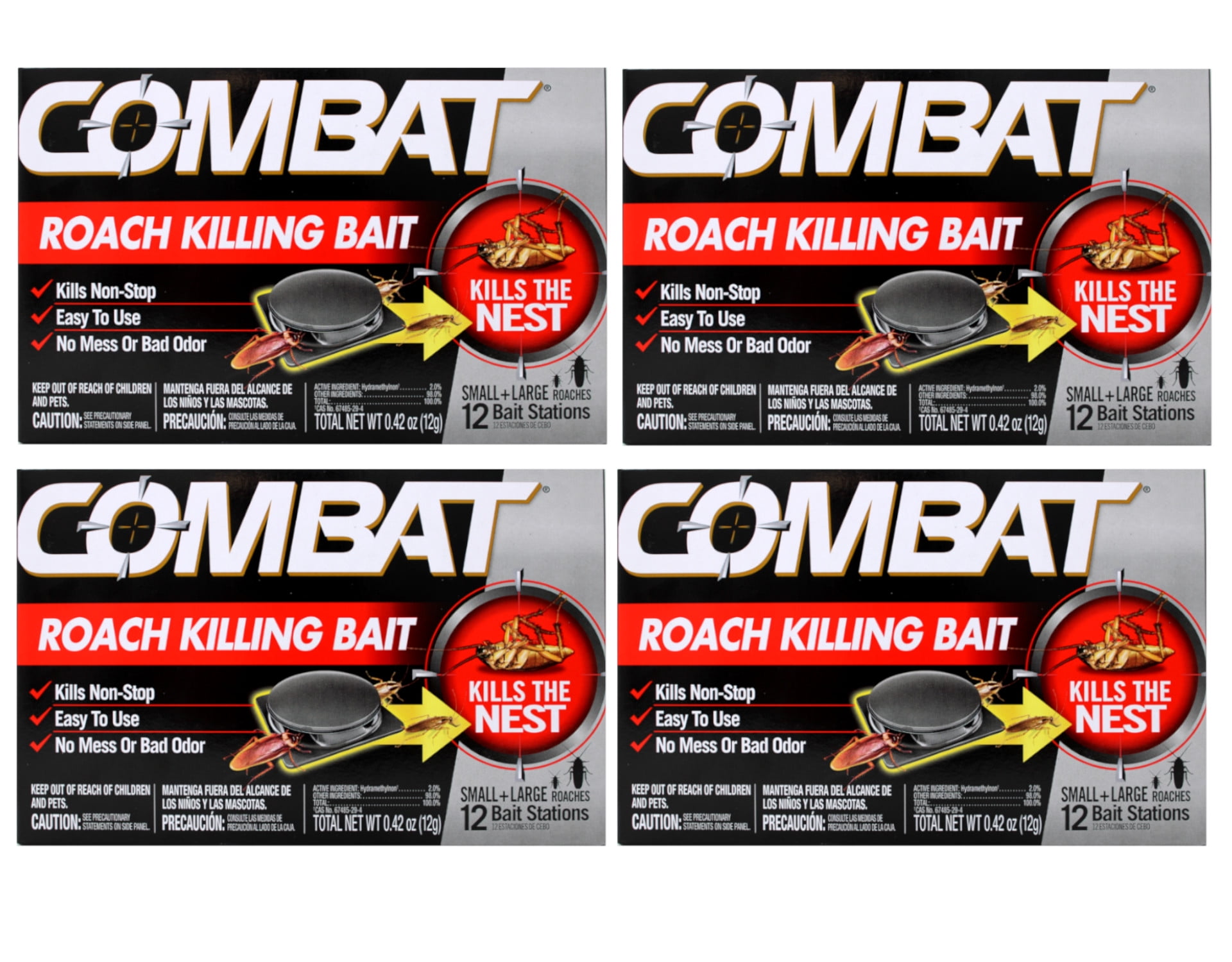 Combat Roach Killing Bait Stations for Small and Large Roaches, 12 ...