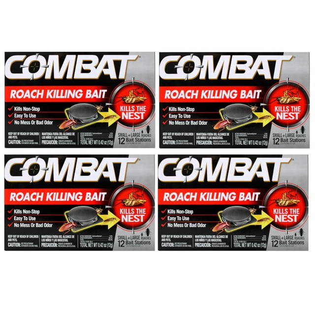 Combat Roach Killing Bait Stations for Small and Large Roaches, 12 ...