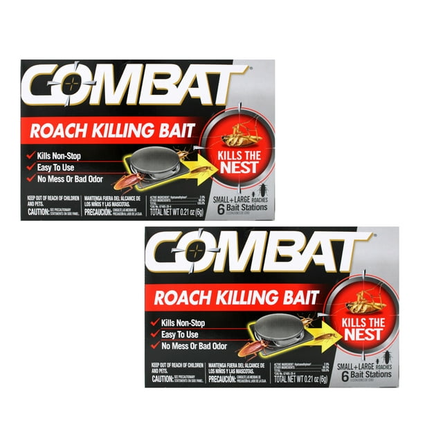 Combat Roach Killing Bait Stations for Small and Large Roaches, 6 Count ...
