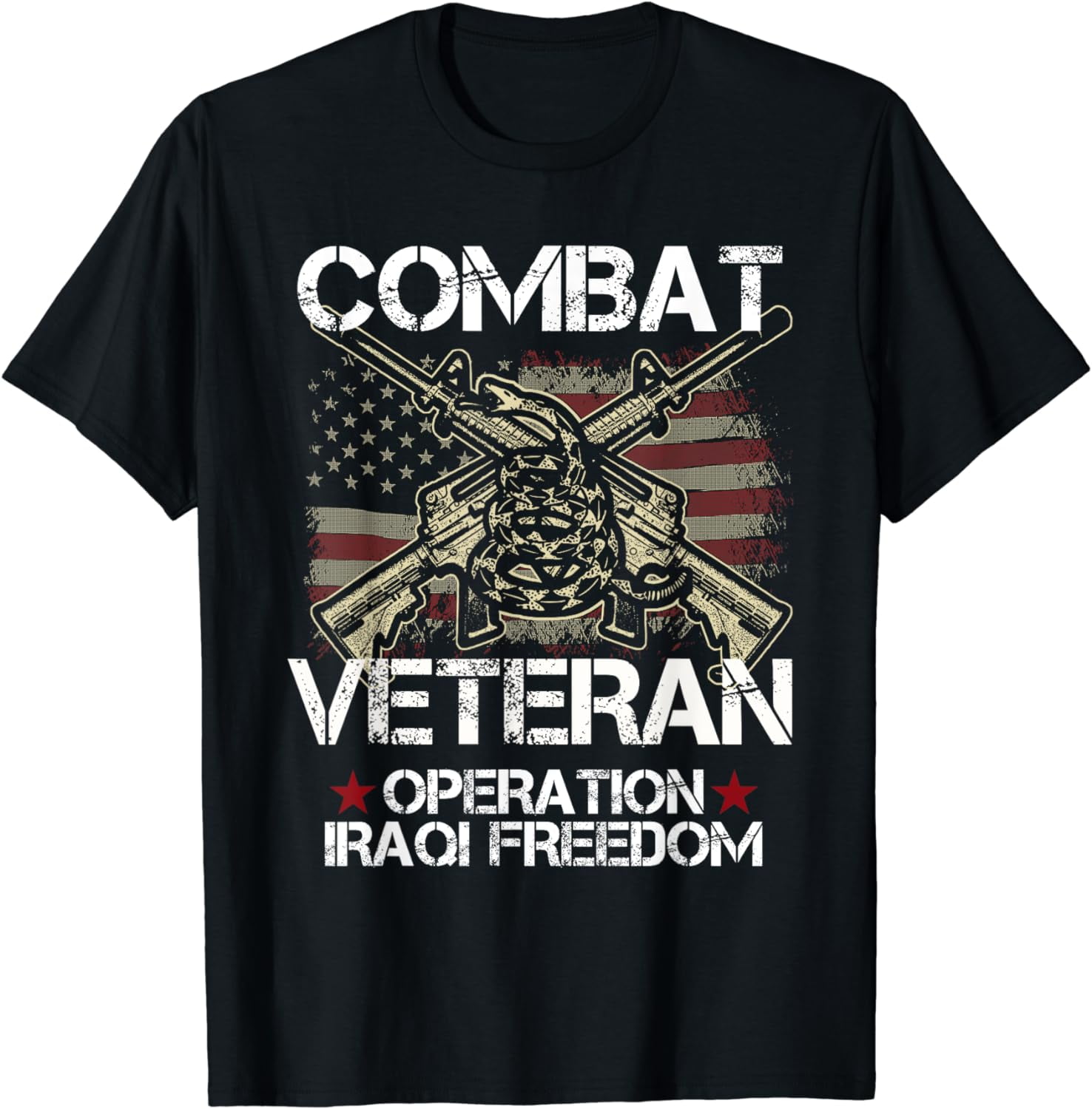 Combat Veteran Iraqi Freedom Military USA American Flag Gift T-Shirt ...