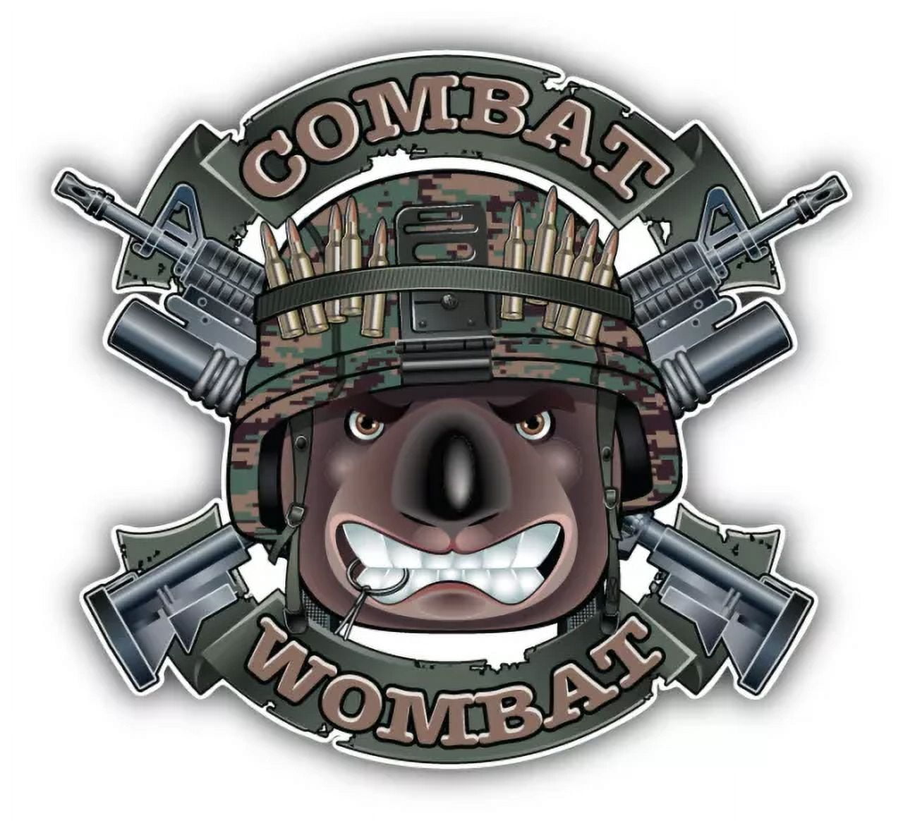 Combat Wombat Military Dog Head Sticker Phone Decal Water Bottle ...
