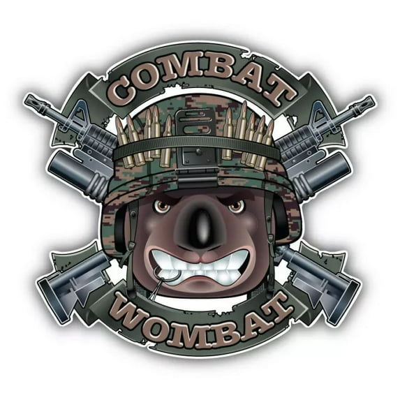 Combat Wombat Military Dog Head Sticker Phone Decal Water Bottle ...