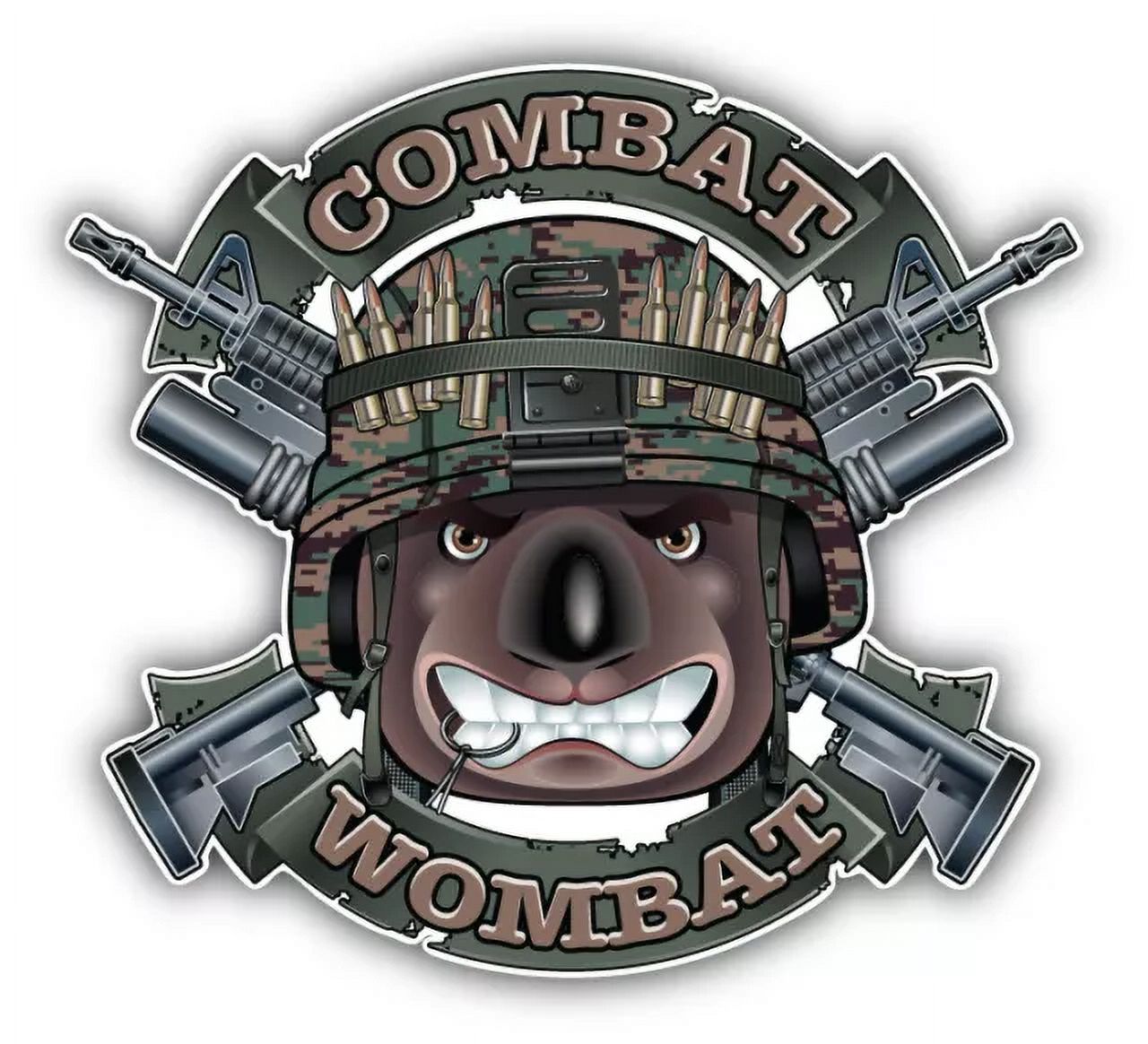 Combat Wombat Military Dog Head Sticker Phone Decal Water Bottle ...