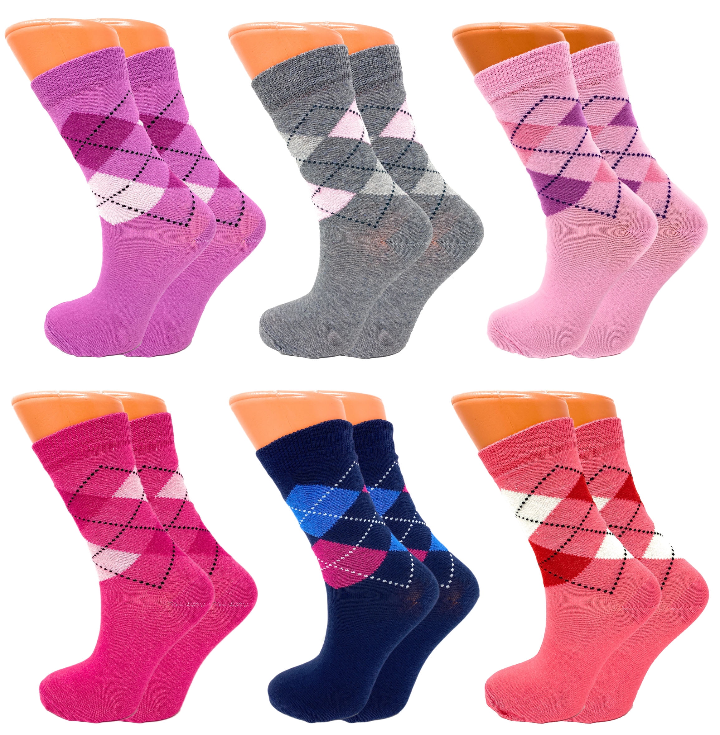 Women's Combed Cotton Crew Socks, Colorful 6 Pairs, Shoe Size 5-10 ...