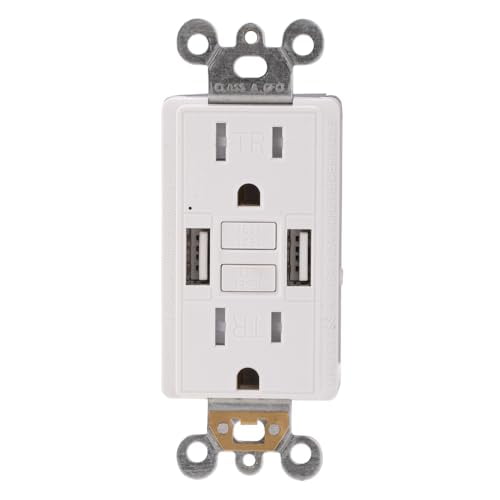 Combination 15A GFCI Outlet with Self-Test and USB in-Wall Charger ...