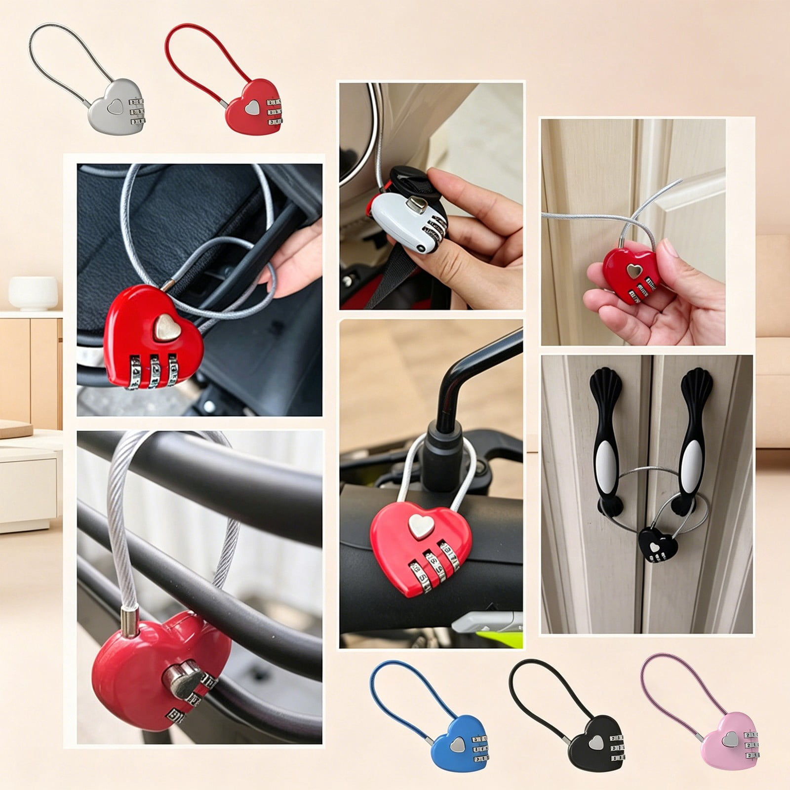 Combination Cable Lock for Luggage Backpack Gym Locker Travel Suitcase ...