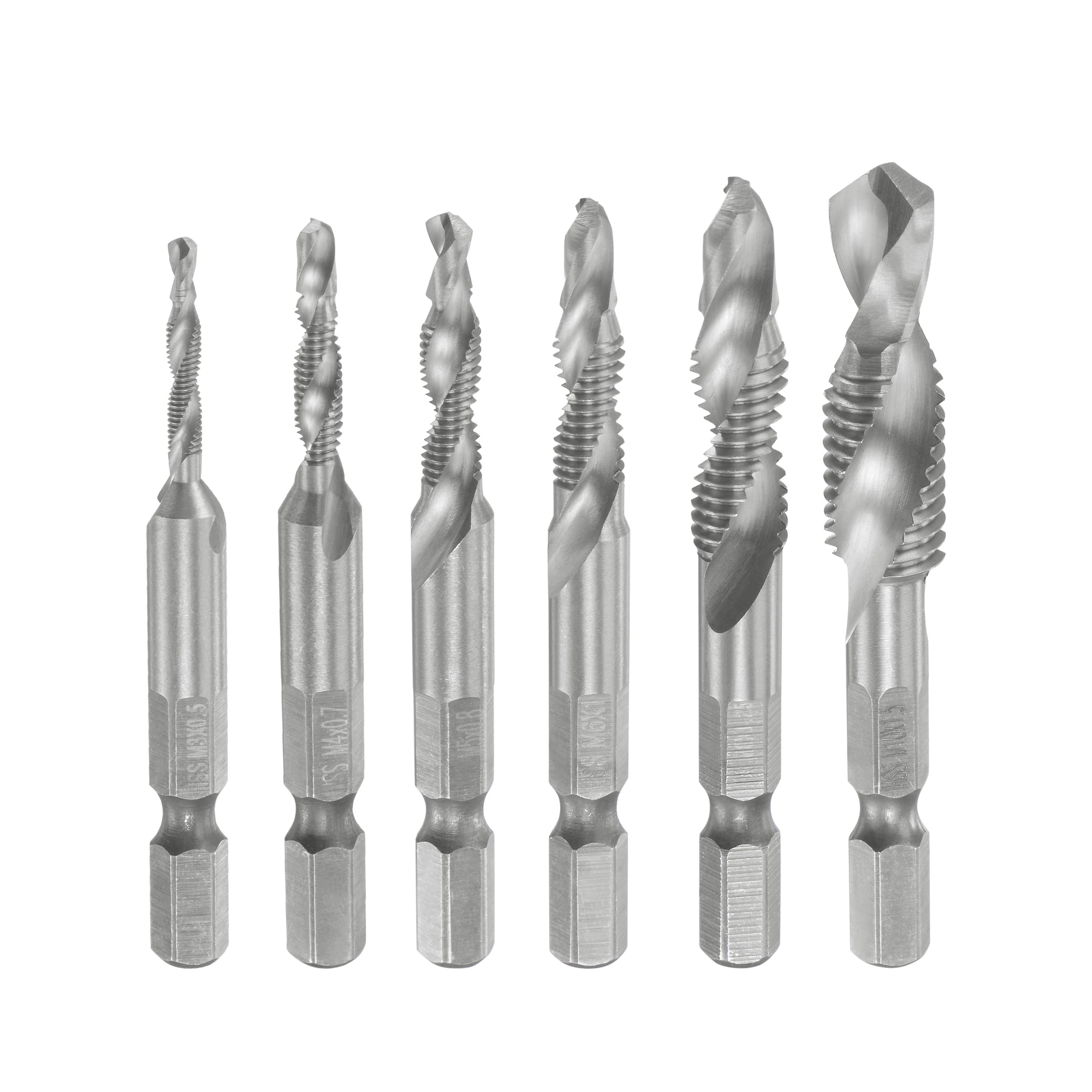 Combination Drill and Tap Bit Set M3 M4 M5 M6 M8 M10 with 1/4" Hex ...