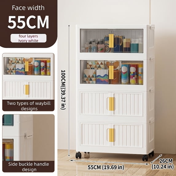 Combination Foldable Storage Cabinet, No Assembly Required, Multi-layer ...