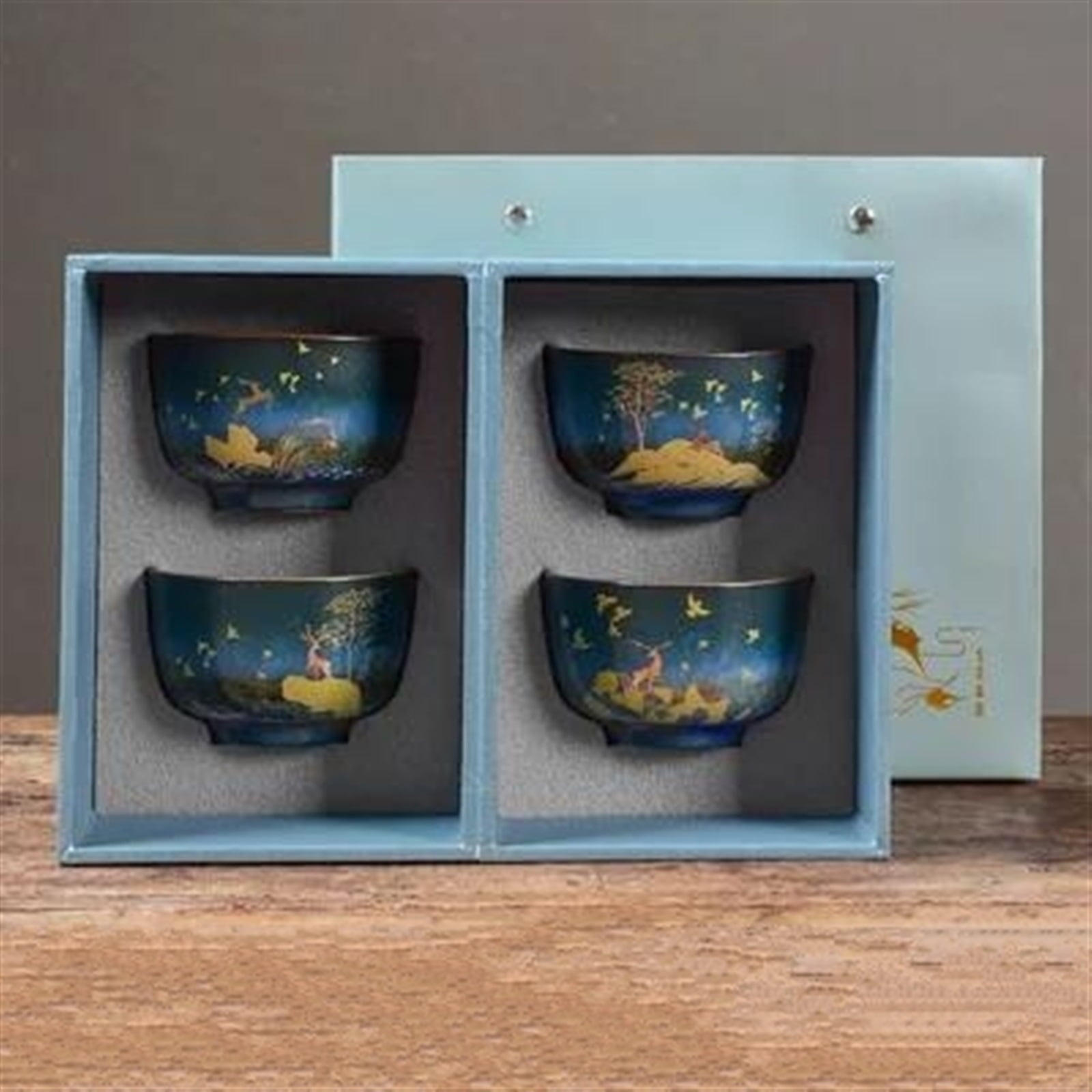 Combination Gift Box Set Ceramic Teacup Four-cup Lotus Rhyme Fuxing Tea ...
