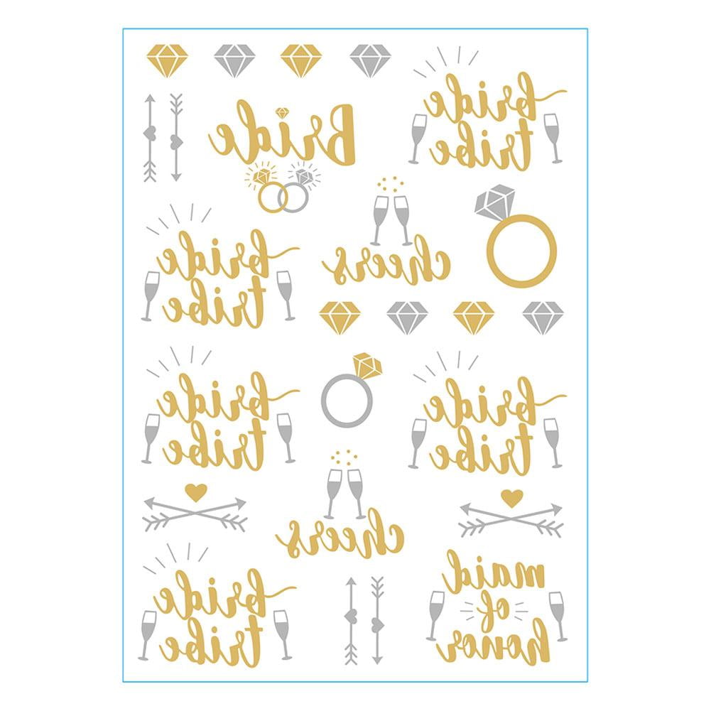 Combination Golden / Pink Team Bride Tattoo Sticker Bachelorette Party р