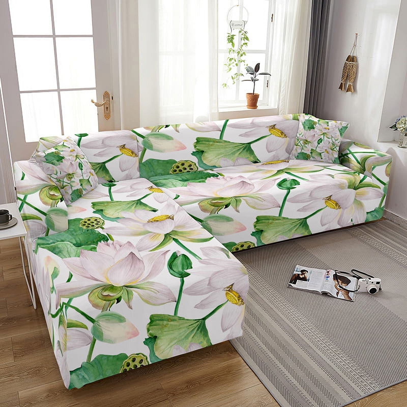 Combination L Shape Sofa Covers Beautiful Lotus Stretch Couch Cover For Living Room All-cover ...