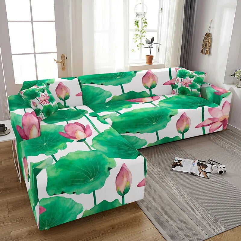 Combination L Shape Sofa Covers Beautiful Lotus Stretch Couch Cover For ...