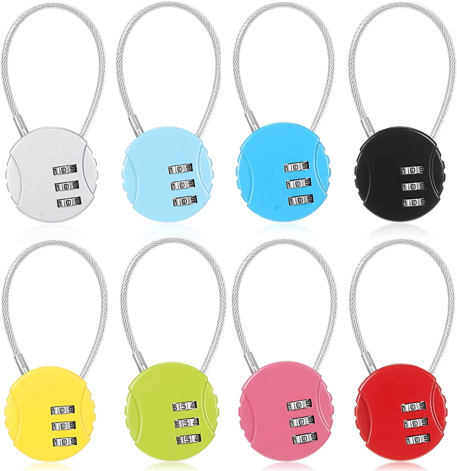 Combination Lock 3 Digit Small Combo Luggage Number Cable Padlock ...