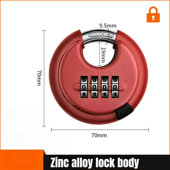 Combination Lock, 4 Digit Disc Padlock with Hardened Steel Shackle ...